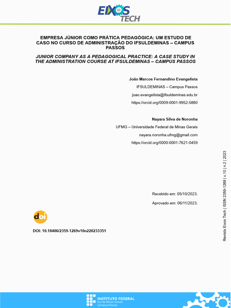 Evangelista - Noronha - Empresa Junior Como Pratica Pedagogica | PDF | Pedagogia ...
