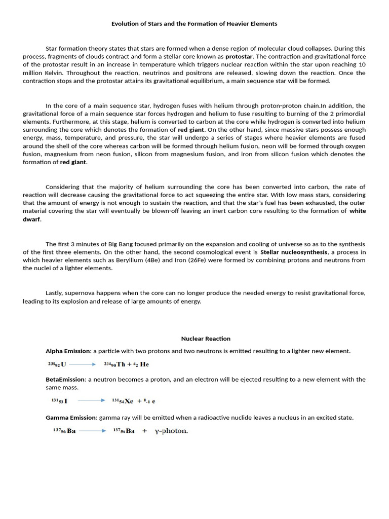 Star Formation and Element Synthesis | PDF | Stars | Nuclear Fusion