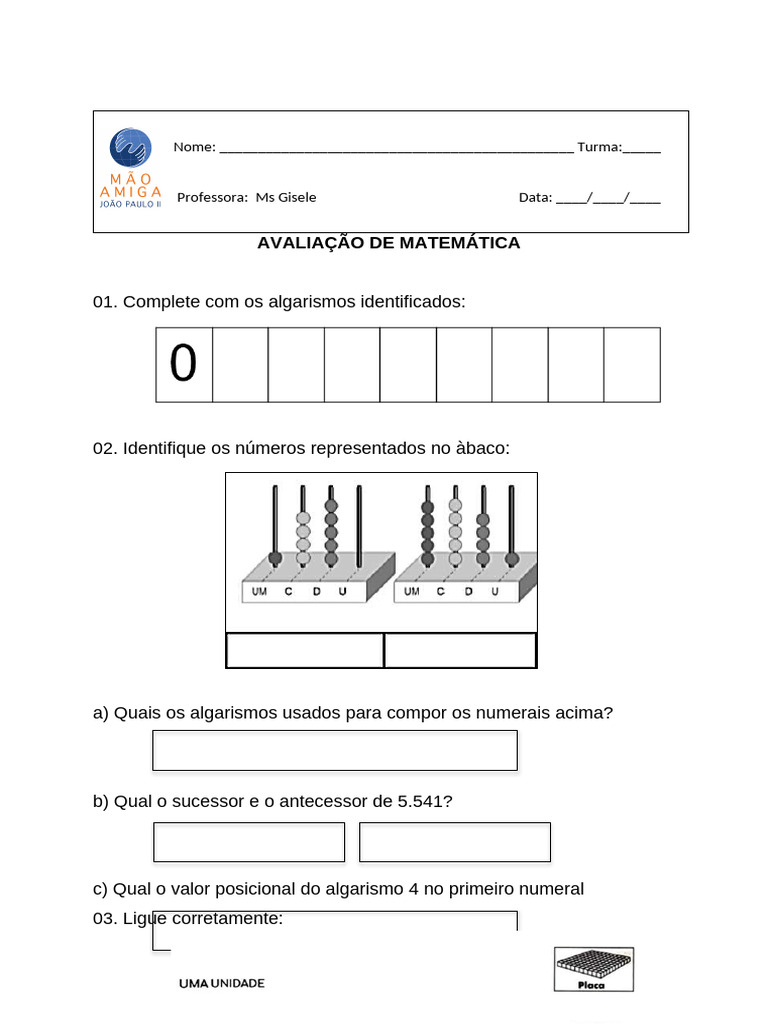 Prova de Matemática - Adaptada | PDF