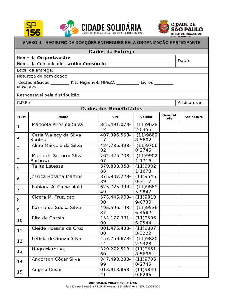 Lista de Doações ONG Girassol-1 | PDF | Brasil