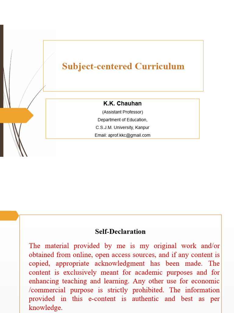 Understanding Subject-Centered Curriculum | PDF | Curriculum | Learning