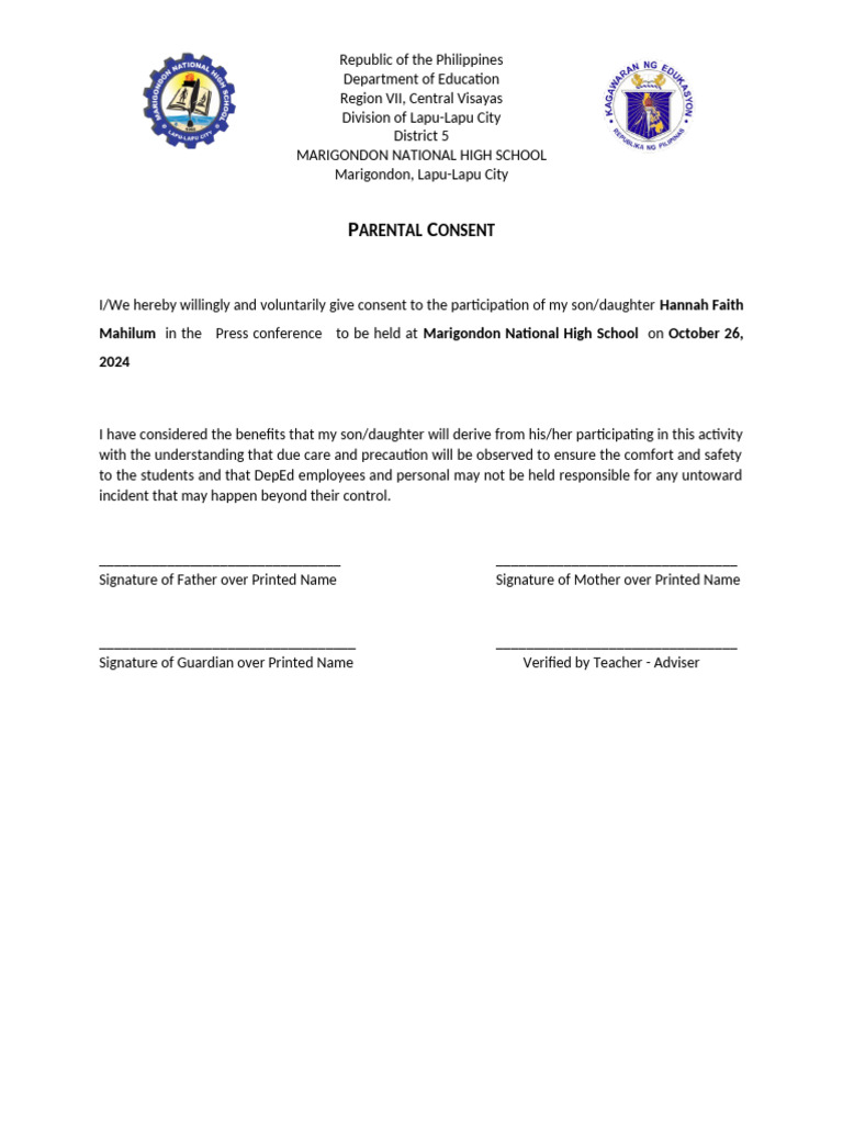 Parental Consent Form | PDF