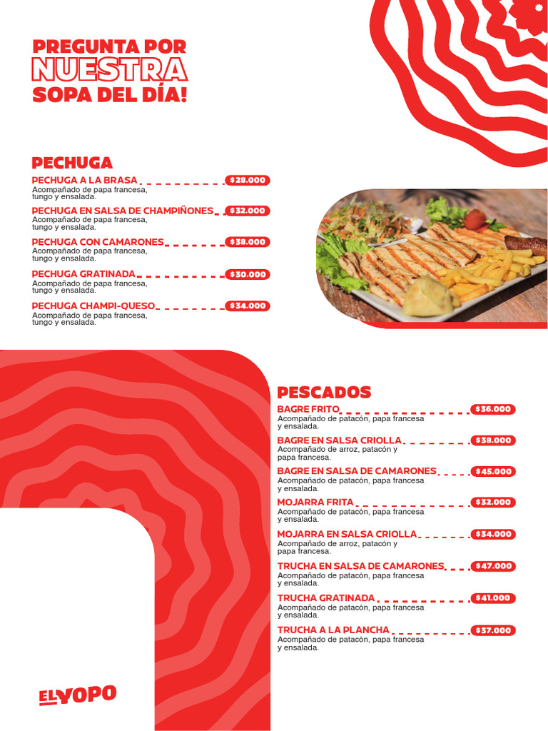 Yopo Menu Actualizado | PDF | Refresco | Alimentos