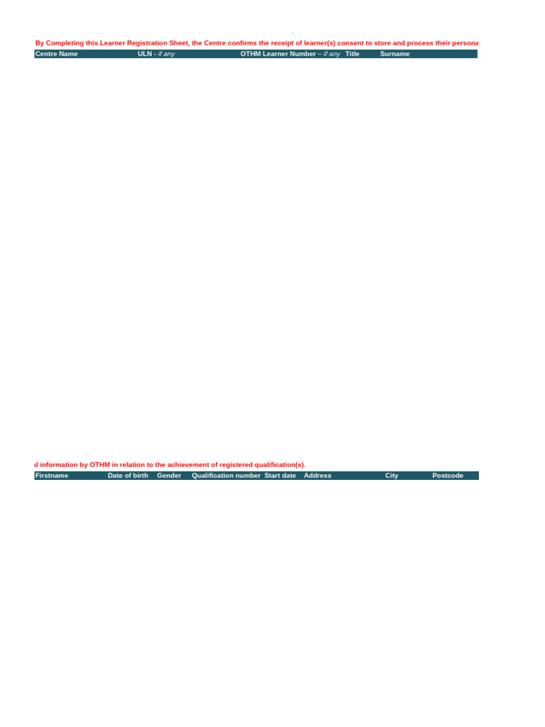 Learner Registration & Consent Form | PDF