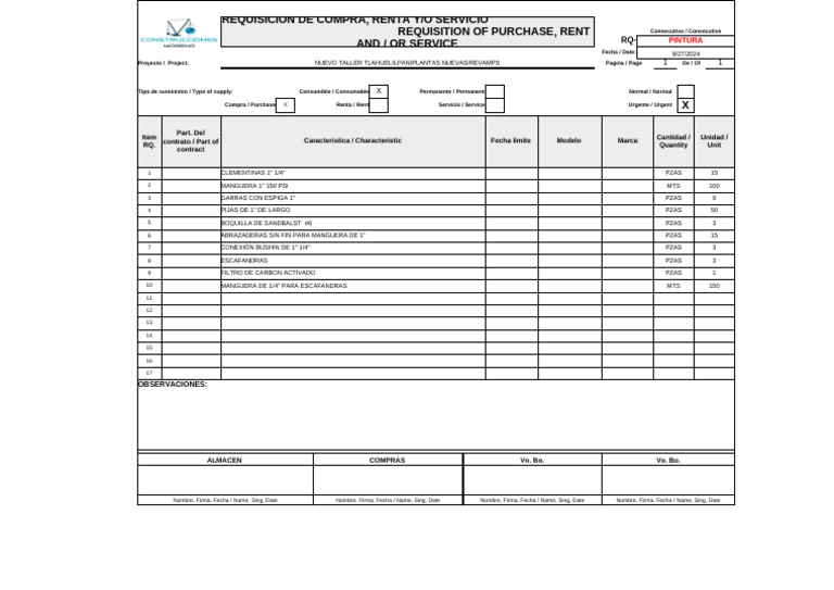 Formato de Requisicion | PDF