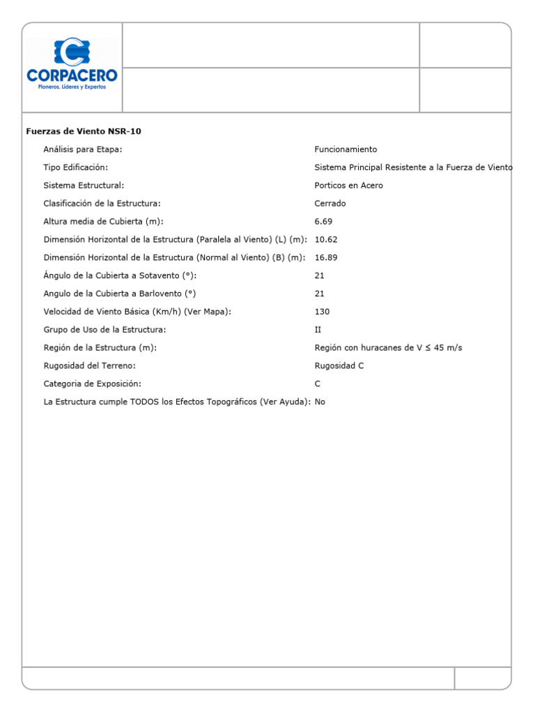 Análisis de Cargas de Viento NSR-10 | PDF | Herida | Barlovento y sotavento
