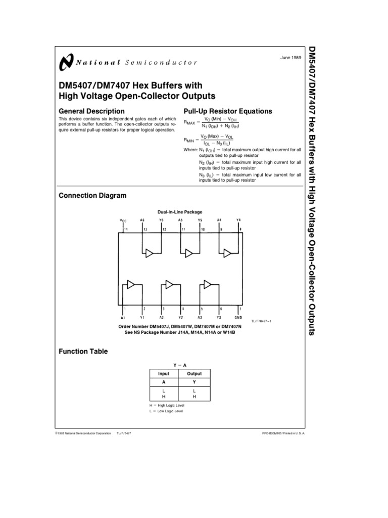 DM7407 Hex Buffer Specifications | PDF | Electrical Components ...