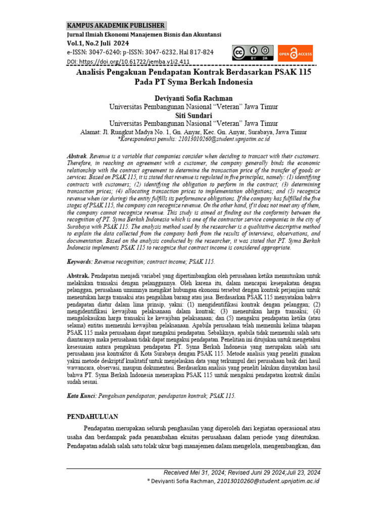 Artikel Penerapan PSAK 115 | PDF