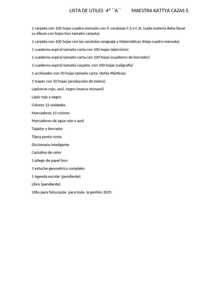 Lista Utiles | PDF