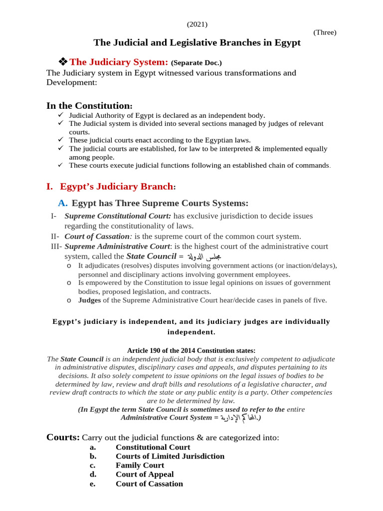 3@ (2021) @judicial & Legislative Branches in EGYPT@NEW2021JRMC4444 ...