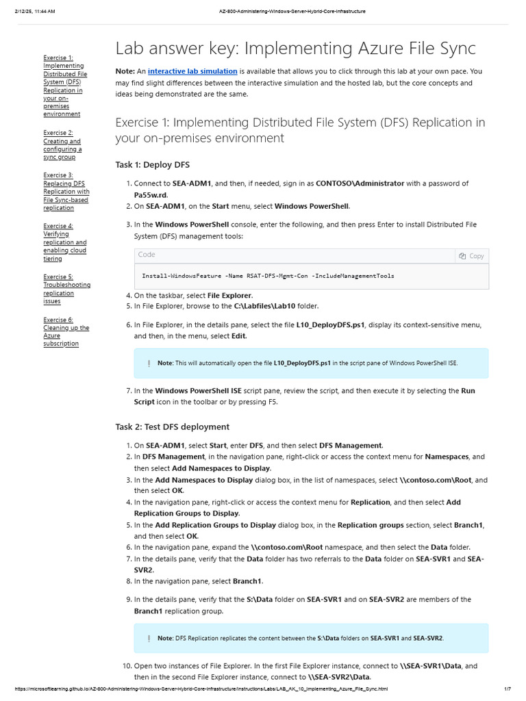 Lab Answer Key - Implementing Azure File Sync | PDF | Computer File | Software
