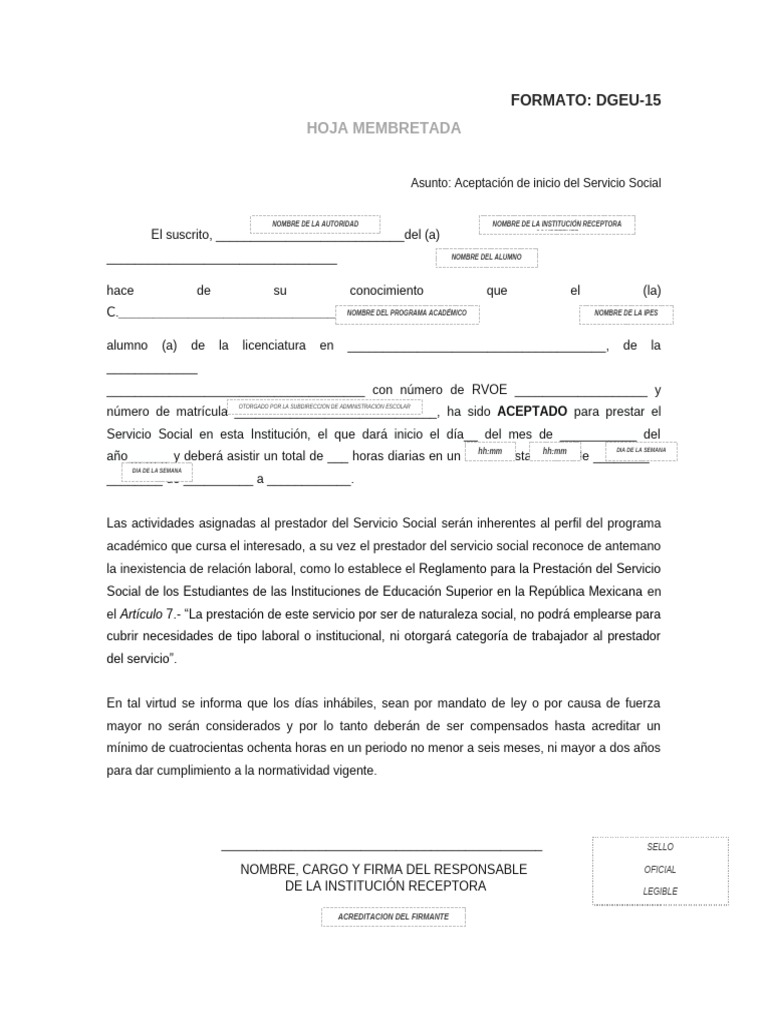 Formato Dgeu 15 Aceptación | PDF