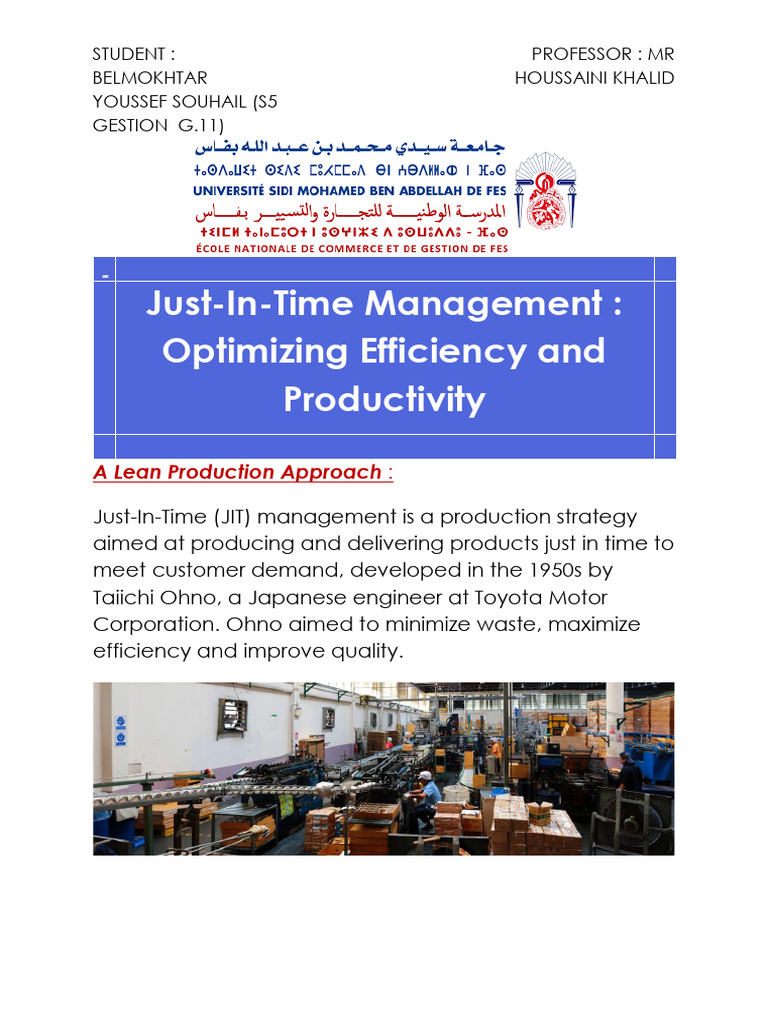 Just-In-Time Management Overview | PDF | Lean Manufacturing | Business ...