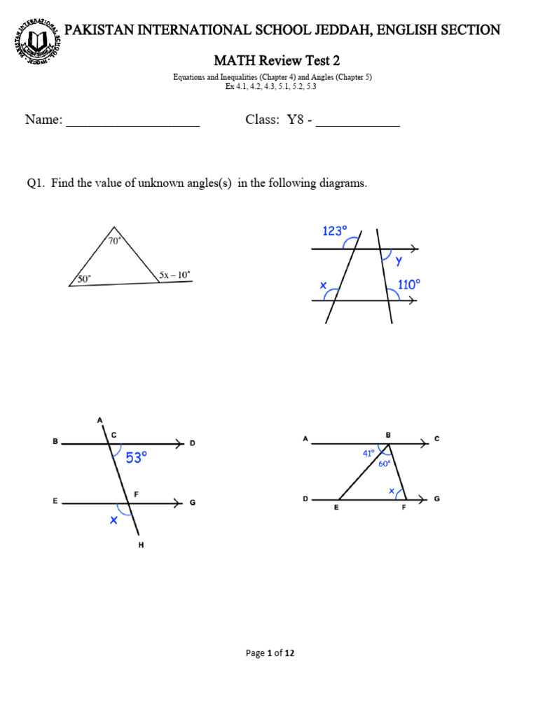 Y8 Test 2 Review | PDF | Geometric Shapes | Elementary Mathematics