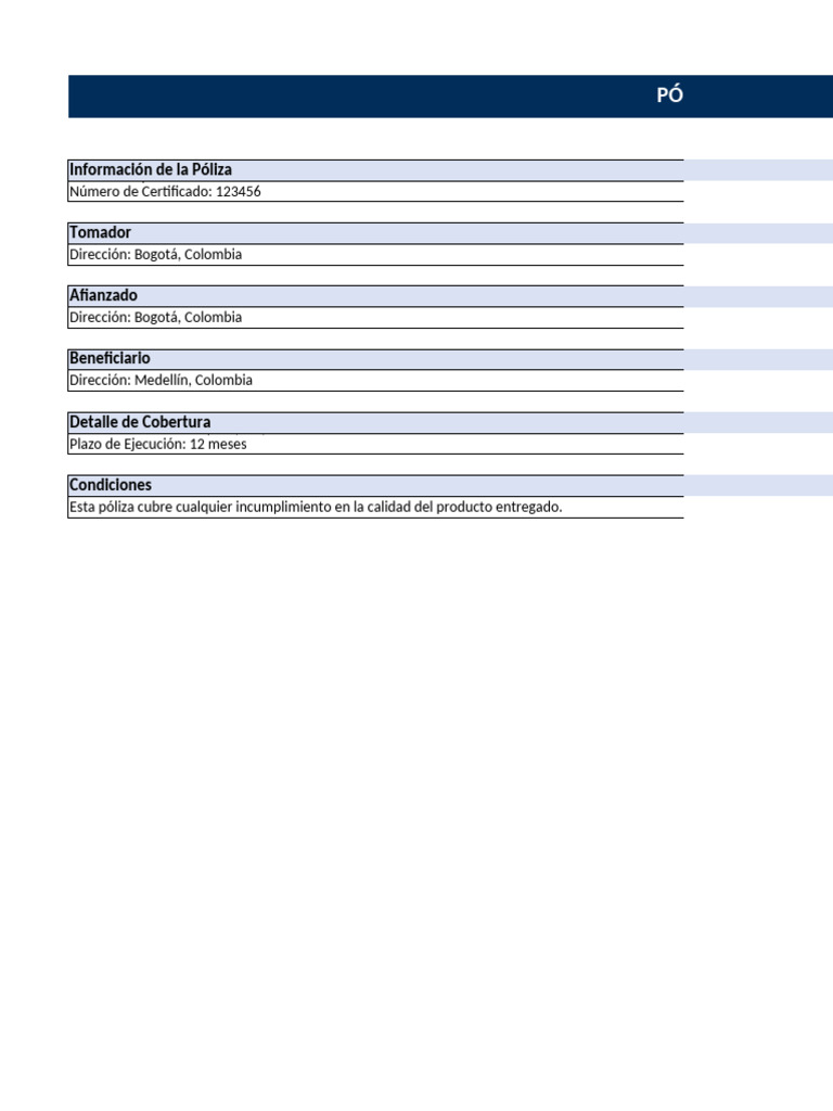 Poliza Calidad Formato | PDF