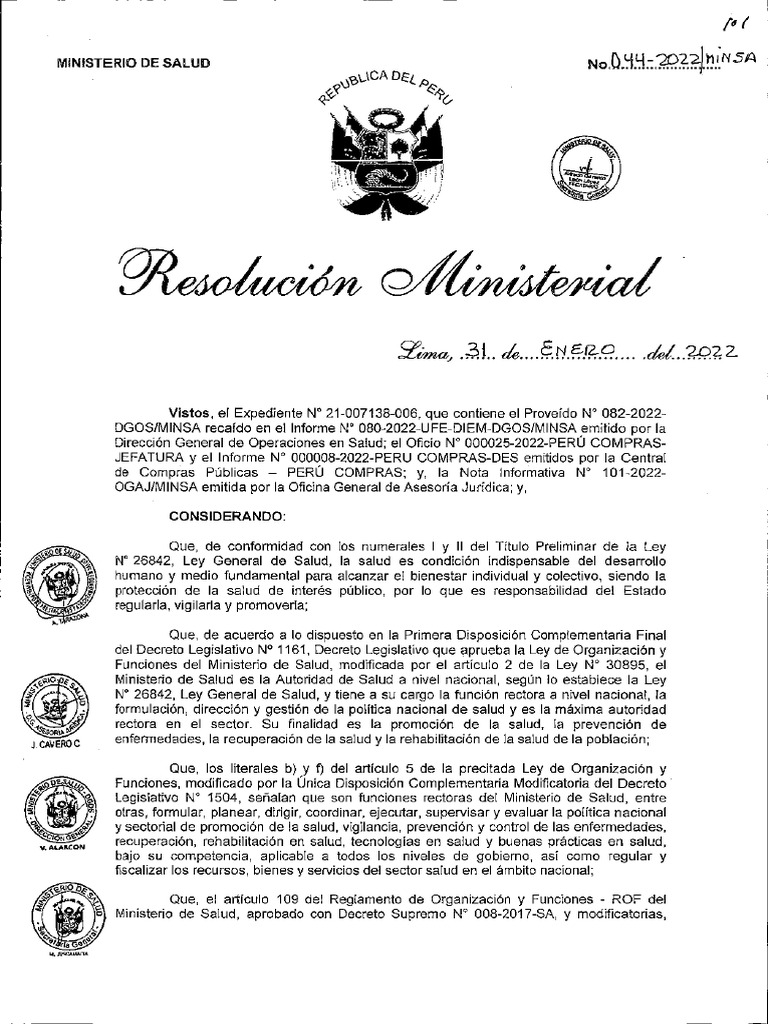 RM 044-2022-Minsa | PDF