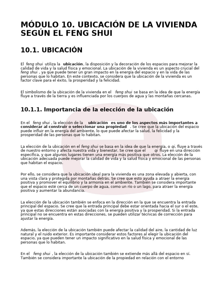 Modulo 10 Ubicacion de La Vivienda Segun El Feng Shui | PDF | La contaminación del aire ...