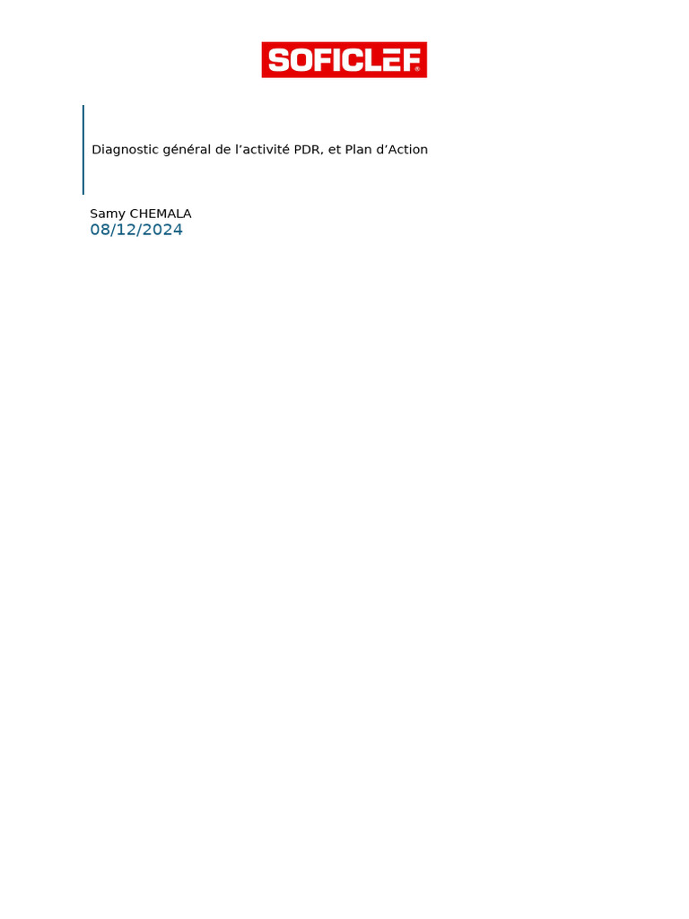 Diagnostic et Plan d'Action PDR SOFICLEF | PDF | Perceuse | Ingénierie ...