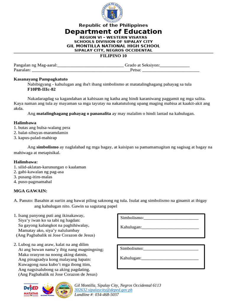 Activity Sheet q3 Tula | PDF