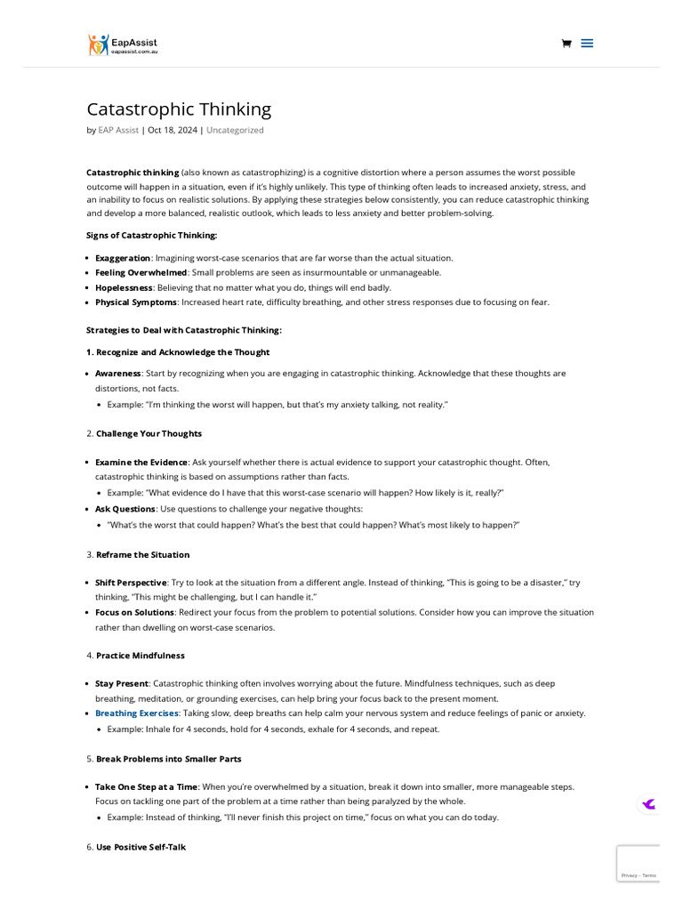 Catastrophic Thinking - EAP Assist | PDF | Thought | Anxiety