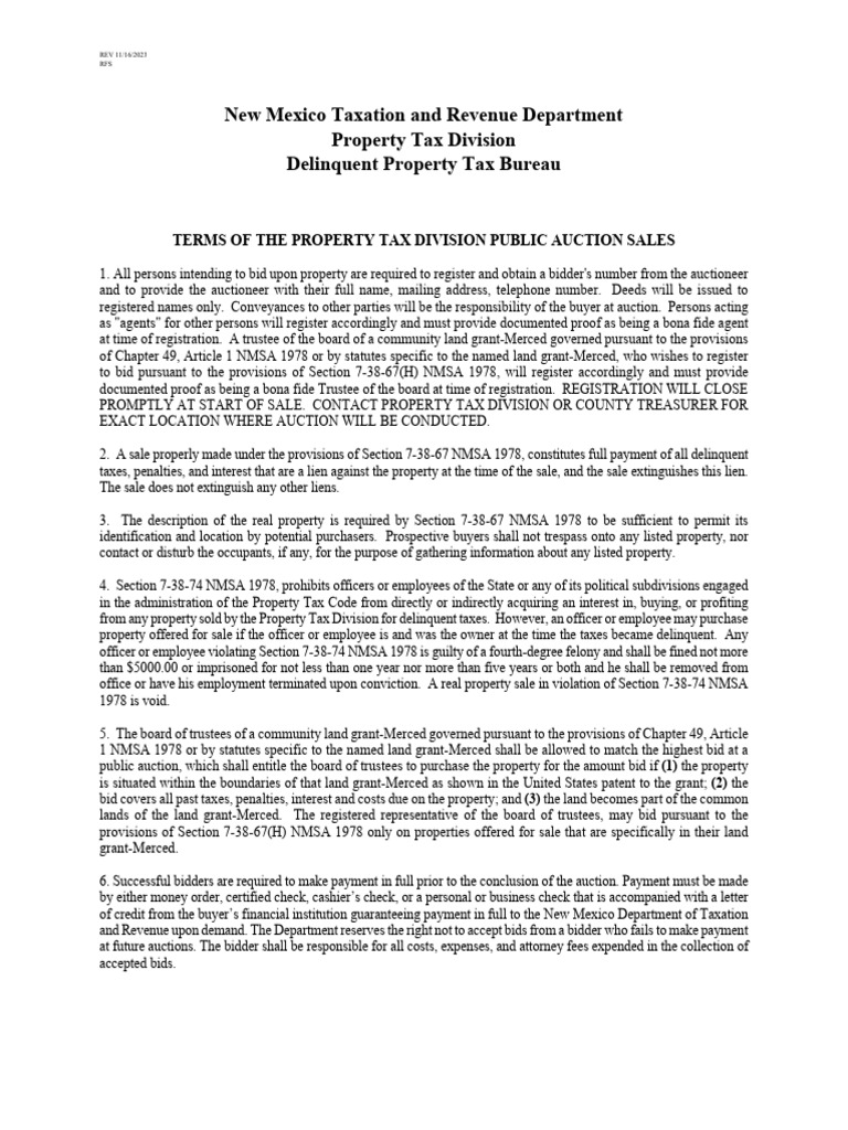 New TERMS OF THE PROPERTY TAX DIVISION PUBLIC AUCTION SALES Online 11 ...