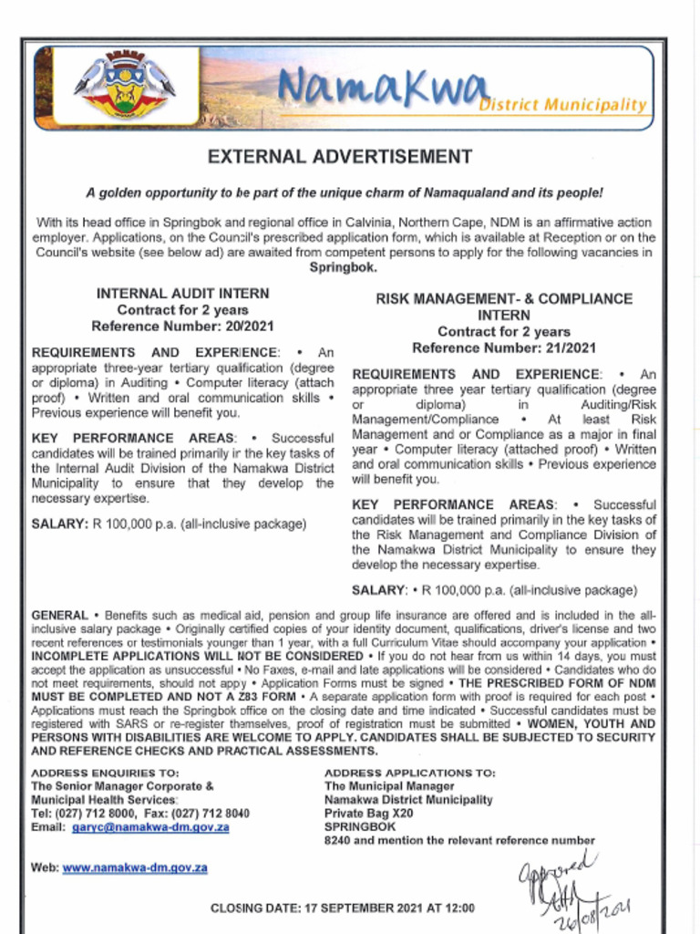 Riskcomplianceand Audit Intern Advert | PDF