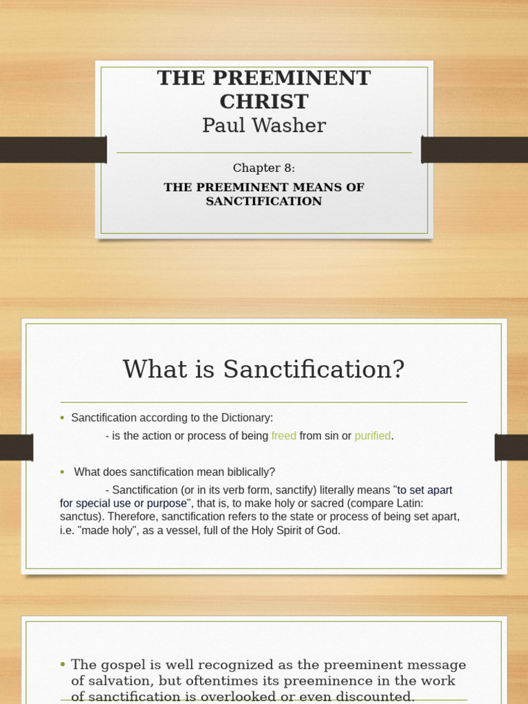 The Preeminent Christ in Sanctification | PDF | Grace In Christianity ...
