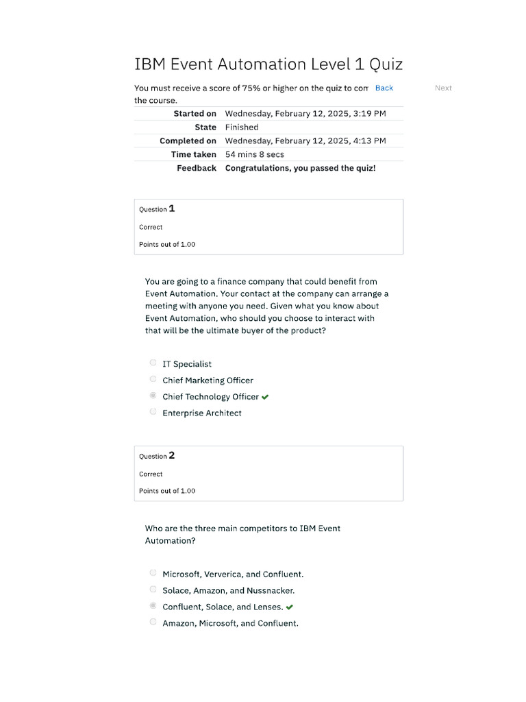 IBM Event Automation Level 1 Quiz | PDF