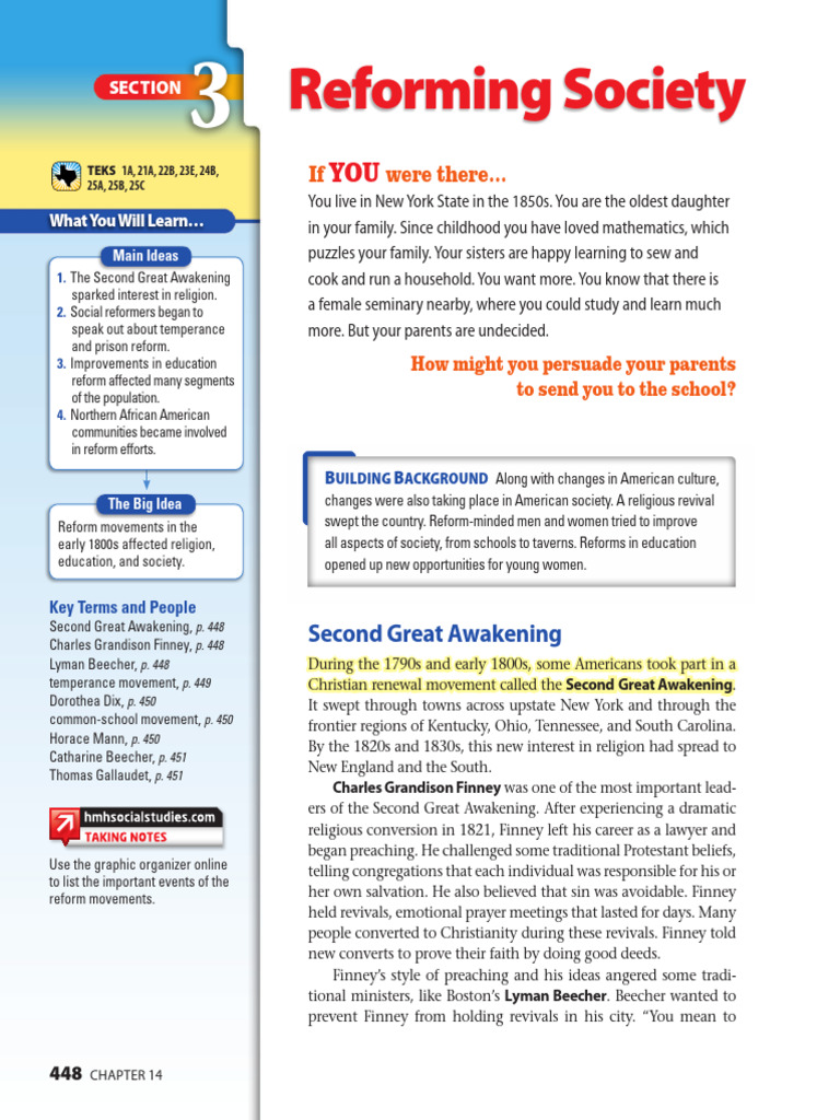 Chapter 14 Section 3 Reading | PDF | Christian Revival