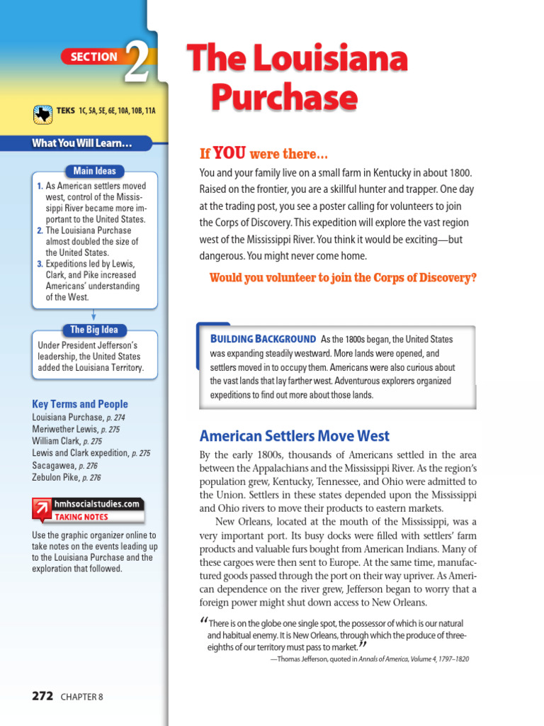 Chapter 8 Section 2 Reading | PDF | Lewis And Clark Expedition