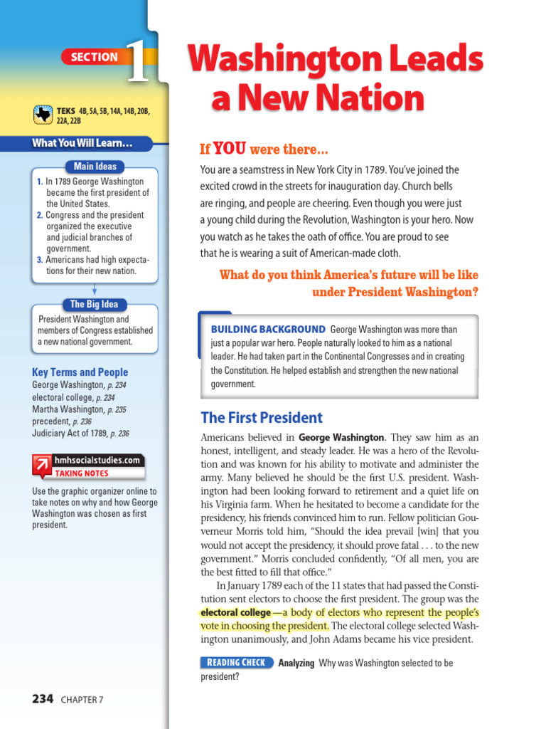 Chapter 7 Section 1 Reading | PDF | George Washington | Founding ...