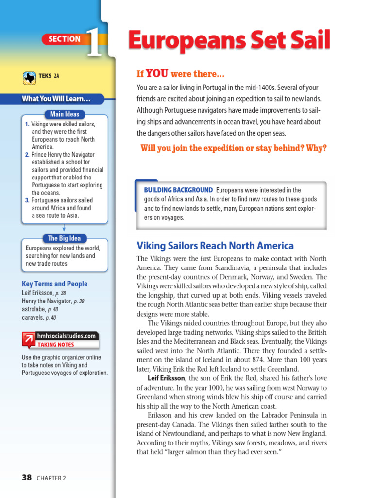 Chapter 2 Section 1 Reading | PDF | Age Of Discovery | Vikings