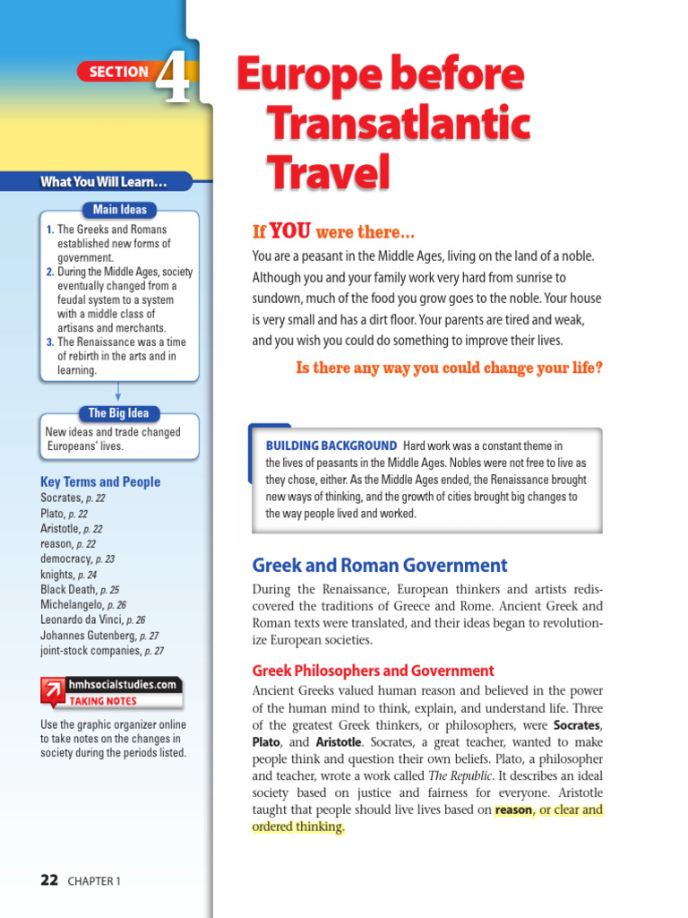 Chapter 1 Section 4 Reading | PDF | Renaissance | Ancient Greece