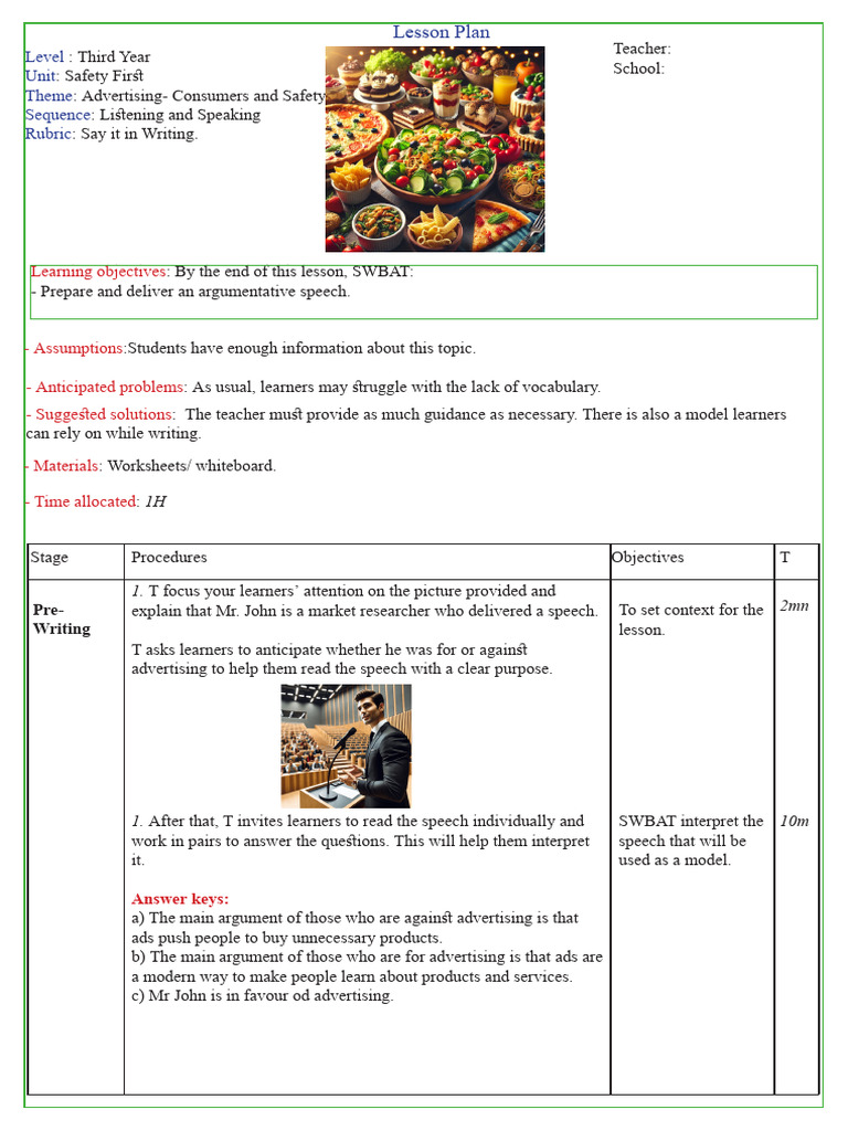 Say It in Writing Lesson Plan | PDF | Lesson Plan | Communication