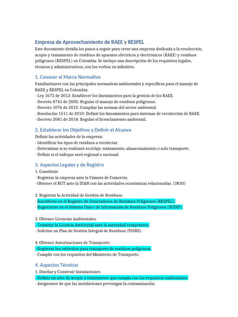 Plan Empresa Raee Respel | PDF | Residuos | Reciclaje