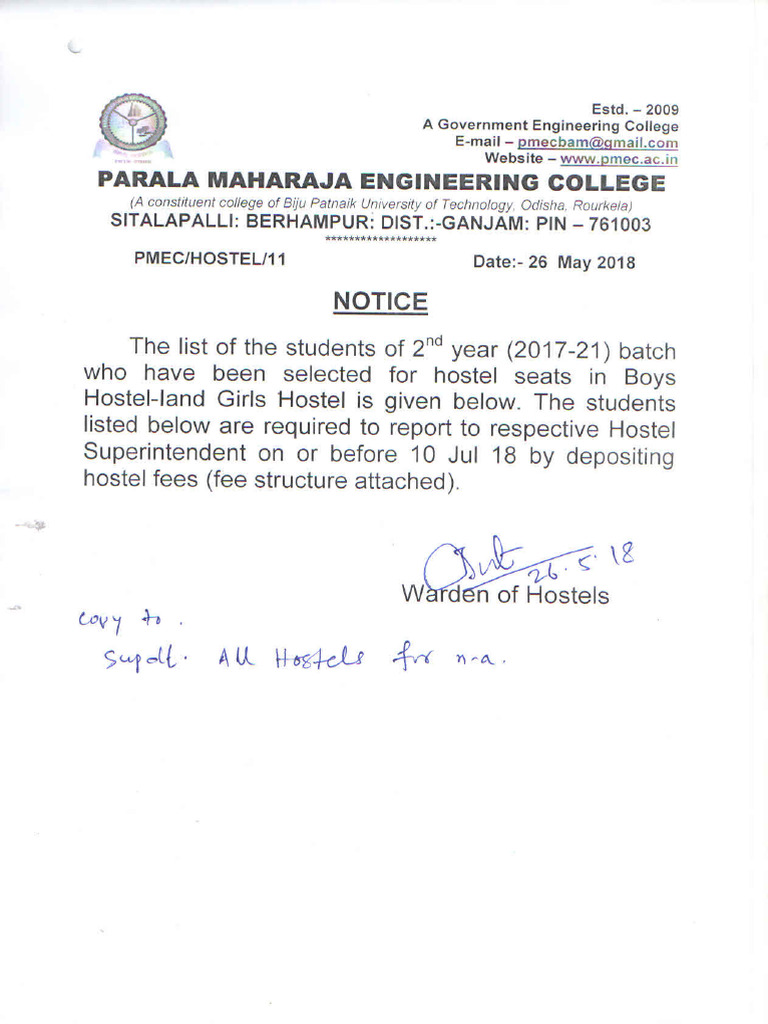 Hostel Allotment | PDF