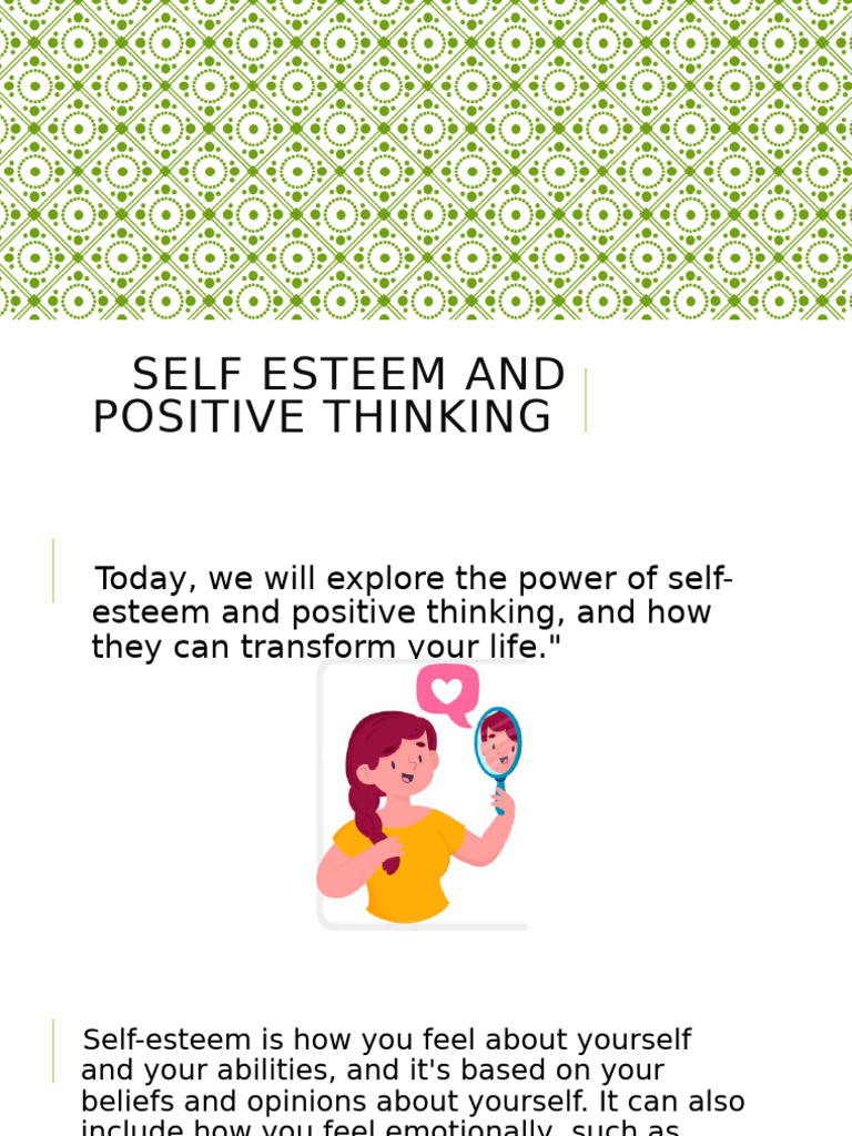 Boost Self-Esteem with Positive Thinking | PDF | Self Esteem | Optimism