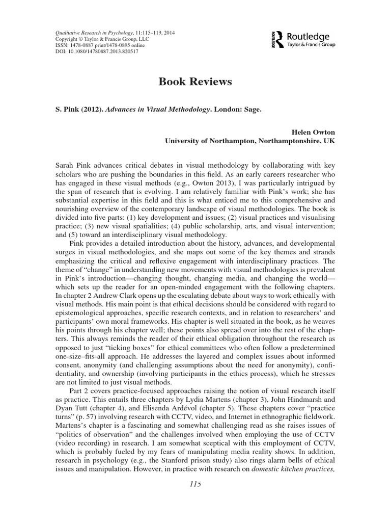 Pink, Sarah - Advances in Visual Methodology. London Sage | PDF ...