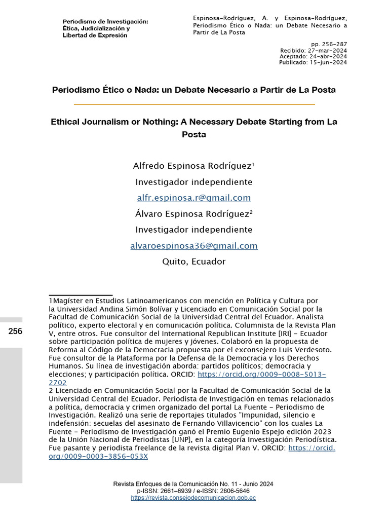 Periodismo Ético o Nada: Un Debate Necesario A Partir de La Posta Ethical Journalism or Nothing ...