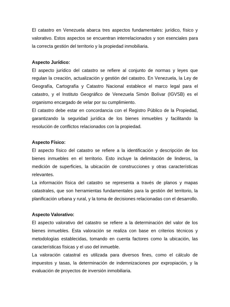 Importancia del Catastro en Venezuela | PDF | Bienes raíces | Venezuela