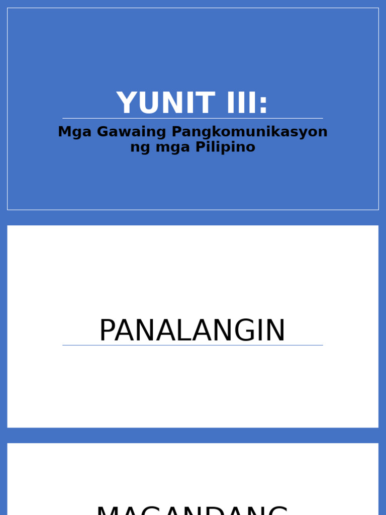 Fili 101 Yunit III | PDF