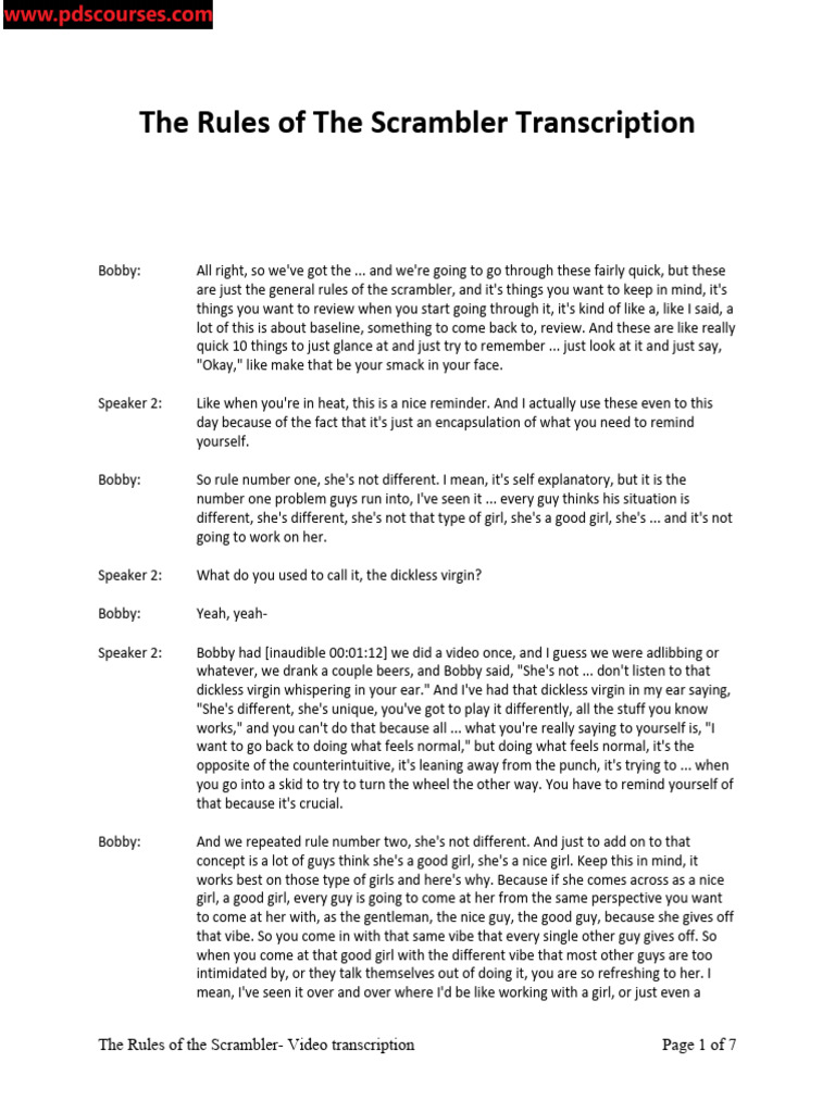 The Scrambler Technique Rules Explained | PDF | Mind | Feeling