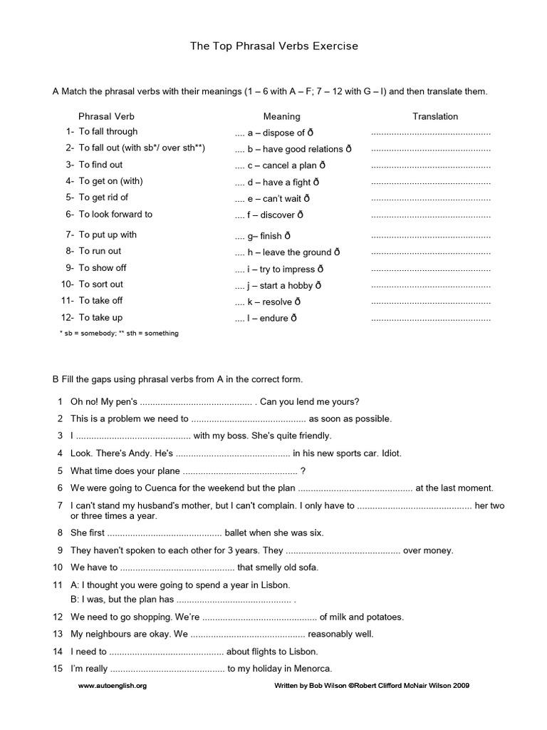 Phrasal Verbs Exercise | PDF
