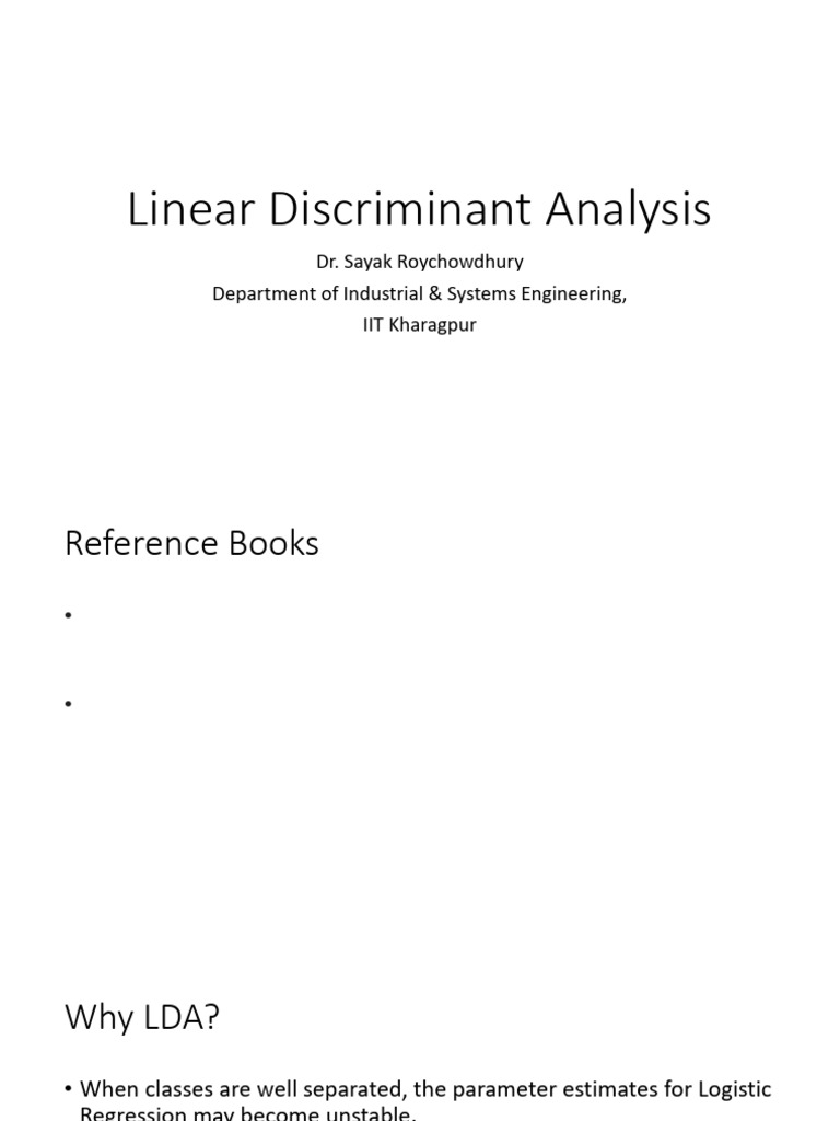 Lec-04 - Linear Discriminant Analysis | PDF | Sensitivity And ...