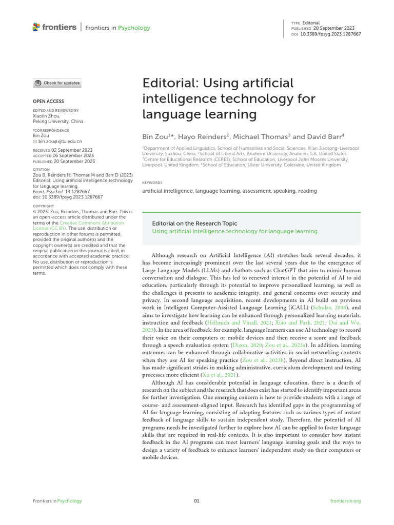 Artificial Intelligence and Language Learning | PDF | Artificial ...