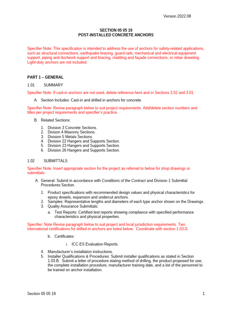 Specification Text ASSET DOC LOC 1614327 | PDF | Screw | Stainless Steel