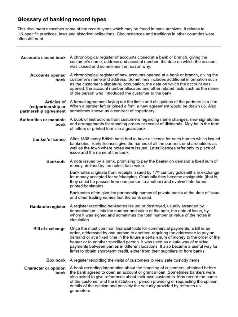 Banking Record Types Explained | PDF | Banks | Cheque