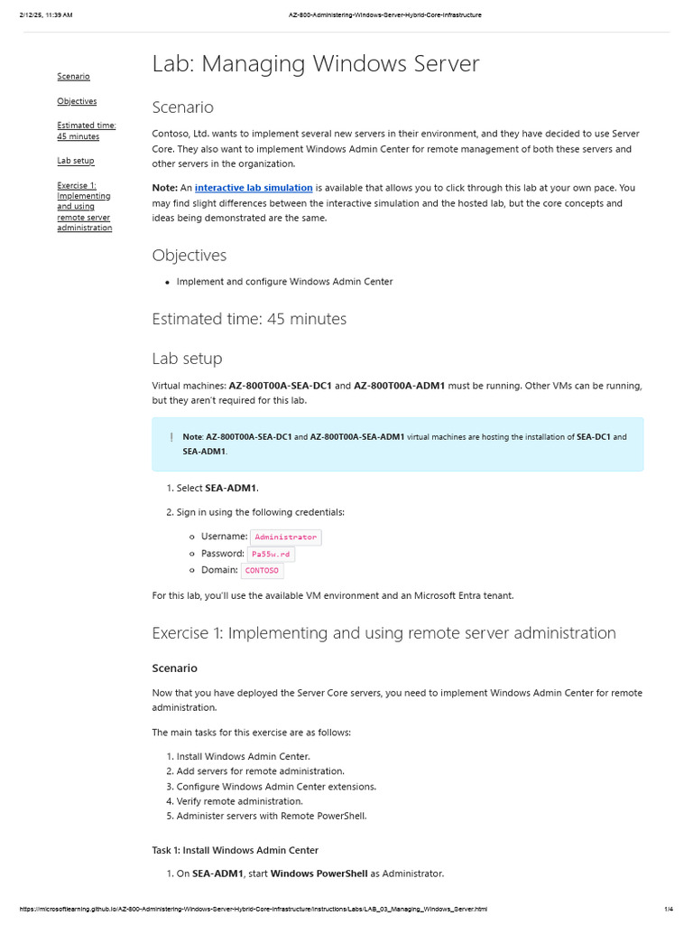 Lab - Managing Windows Server | PDF | Microsoft Windows | Virtual Machine