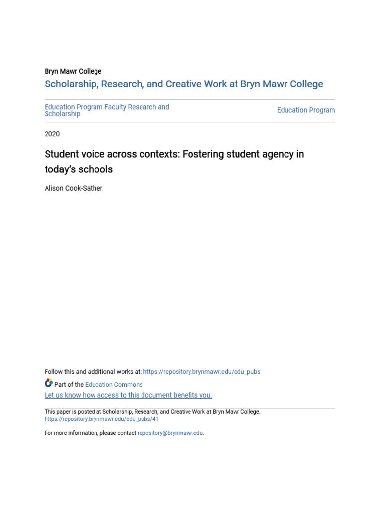 Student Voices Across Contexts | PDF | Teachers | Learning