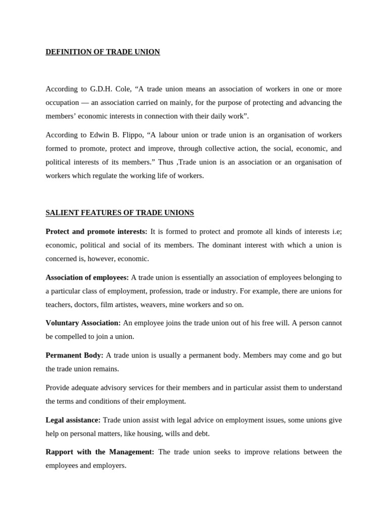 Understanding Trade Unions: Definition & Functions | PDF | Trade Union ...
